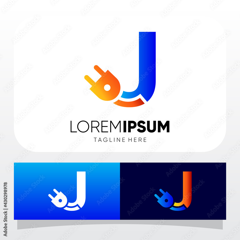 Letter J Power Jack Electric Logo Design Vector Graphic Stock Vector ...