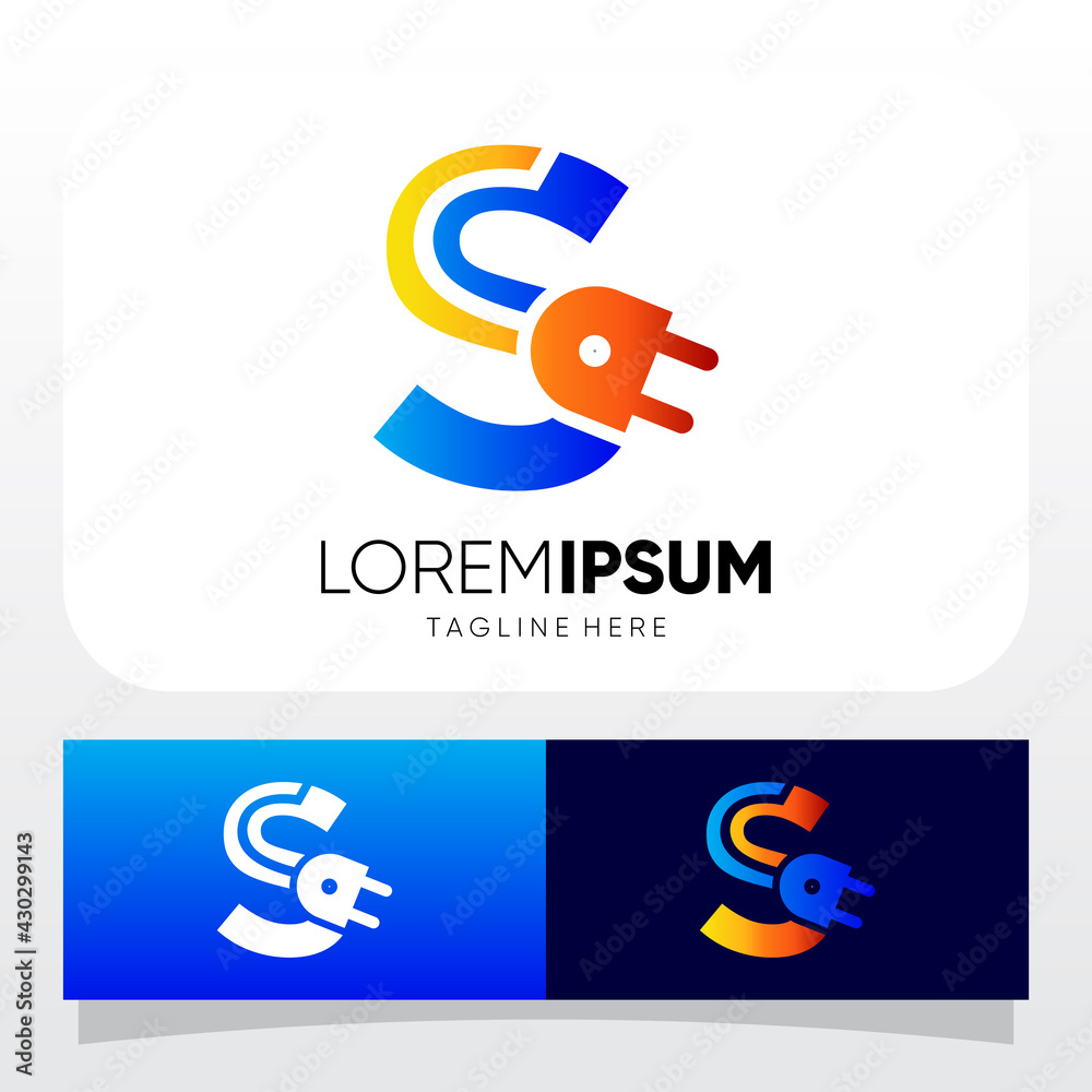 Letter S Power Jack Electric Logo Design Vector Graphic Stock Vector ...