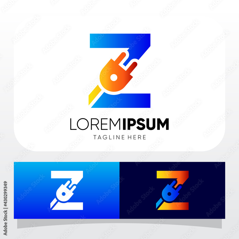 Letter Z Power Jack Electric Logo Design Vector Graphic Stock Vector ...