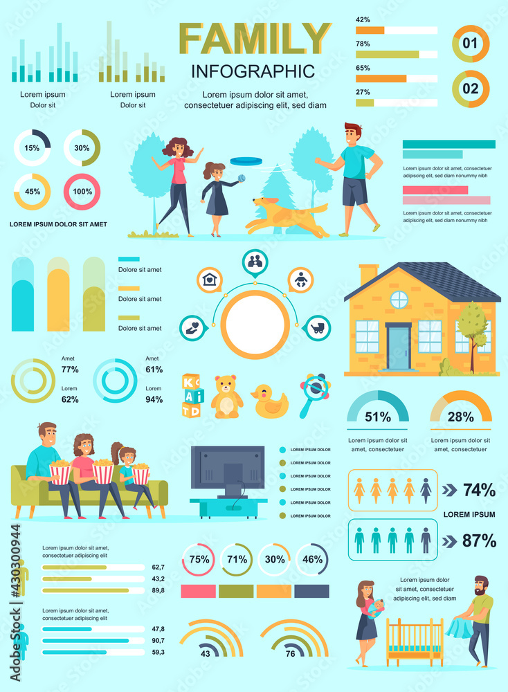 Image vectorielle Stock Family banner with infographic elements ...