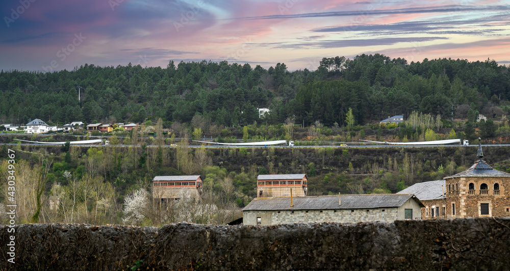 Panoramic landscape in a Spanish village in el Bierzo region, with ...