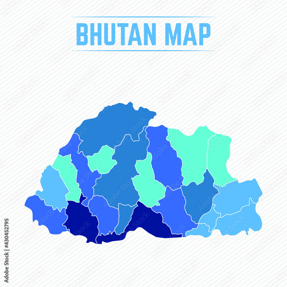 Bhutan Detailed Map With Regions Stock Vector | Adobe Stock