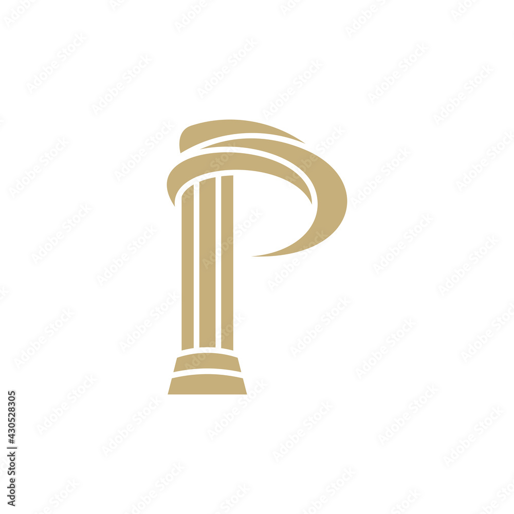 Pillar letter P flat logo template ready for use, suitable for law ...