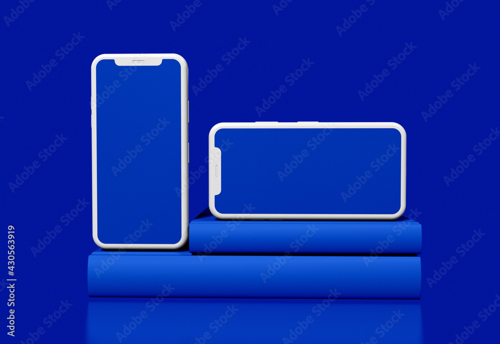 Minimalist modern 3d render illustration Realistic cell phones mockup ...