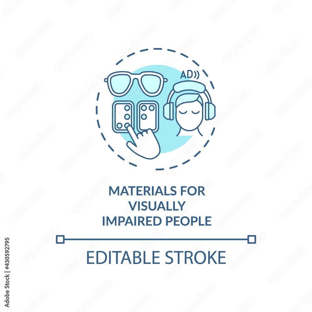 Materials for visually impaired people concept icon. Exception idea ...