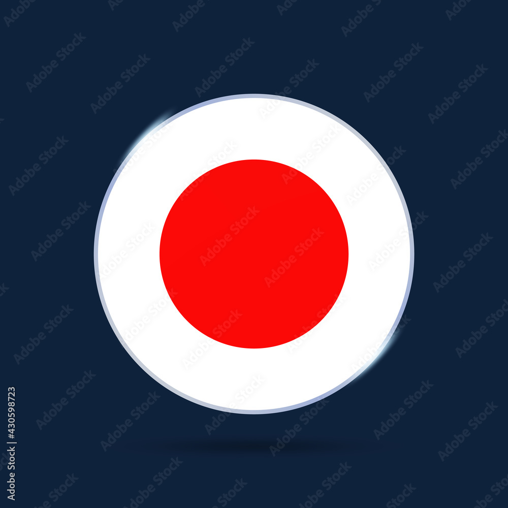 Japan national flag Circle button Icon. Simple flag, official colors ...
