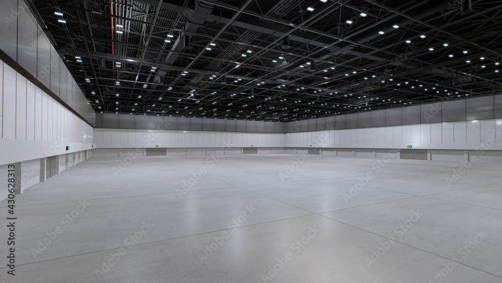 Empty hall exhibition center. backdrop for exhibition stands.3d render ...