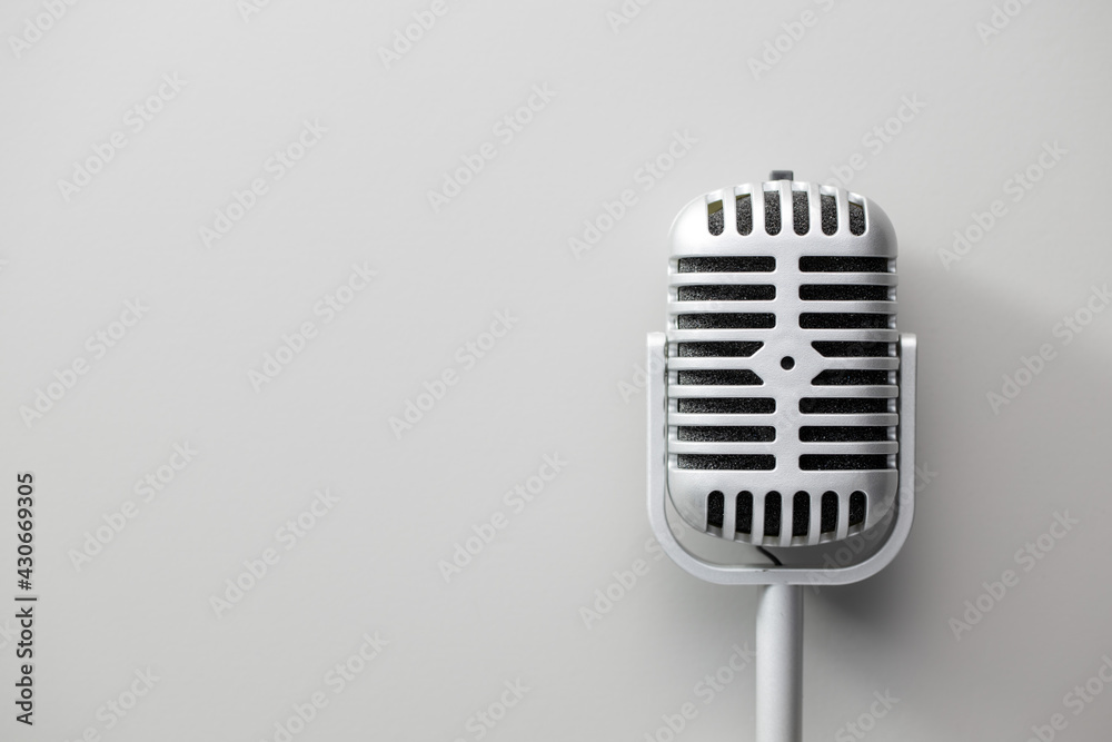 Metal retro microphone. Vintage microphone. Stock Photo | Adobe Stock