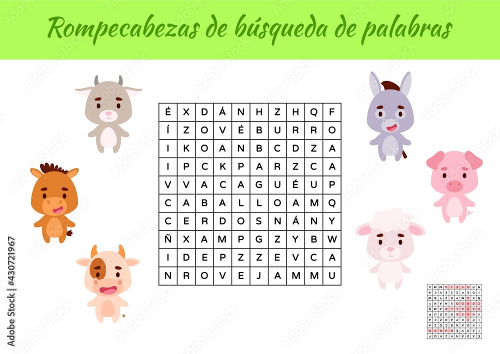 Rompecabezas de búsqueda de palabras - Word search puzzle. Educational ...