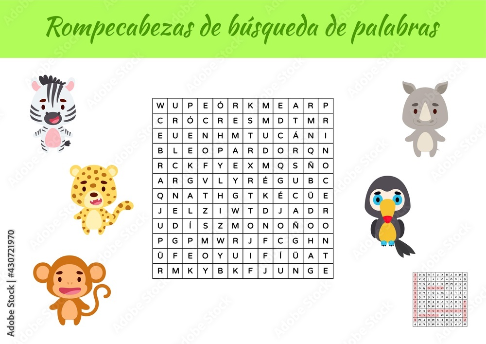 Rompecabezas de búsqueda de palabras - Word search puzzle. Educational ...