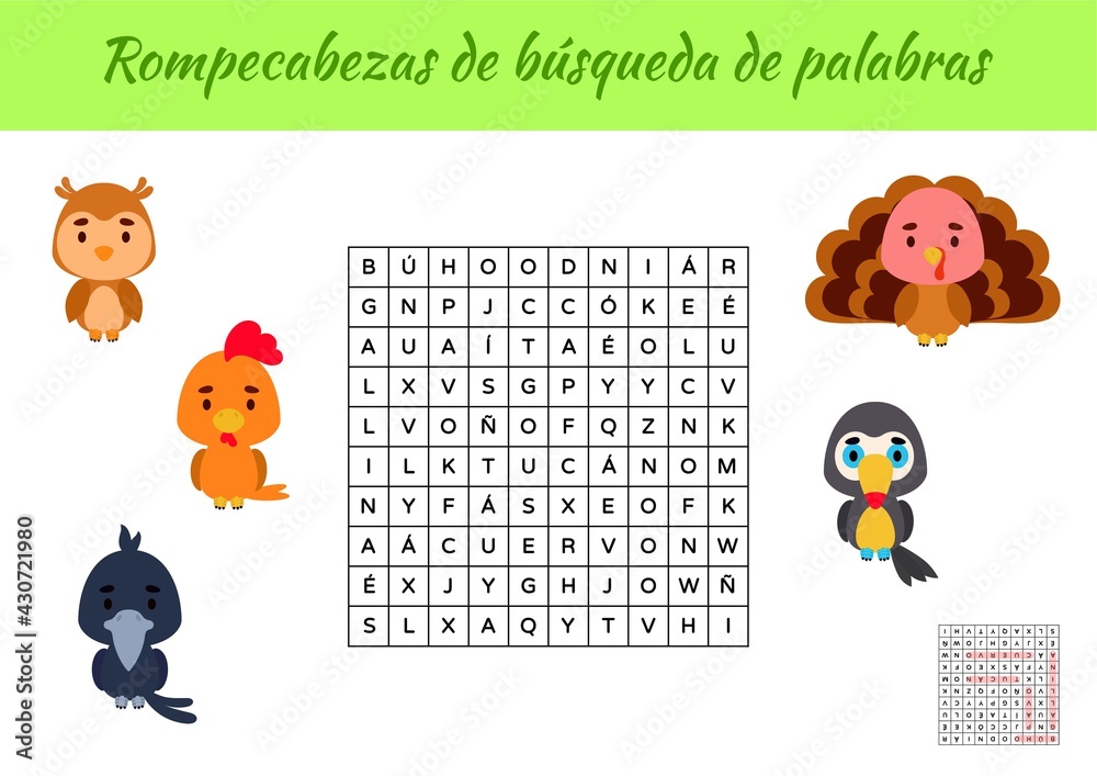 Rompecabezas de búsqueda de palabras - Word search puzzle. Educational ...