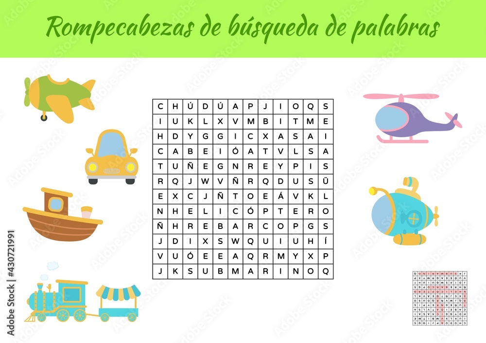 Rompecabezas de búsqueda de palabras - Word search puzzle. Educational ...