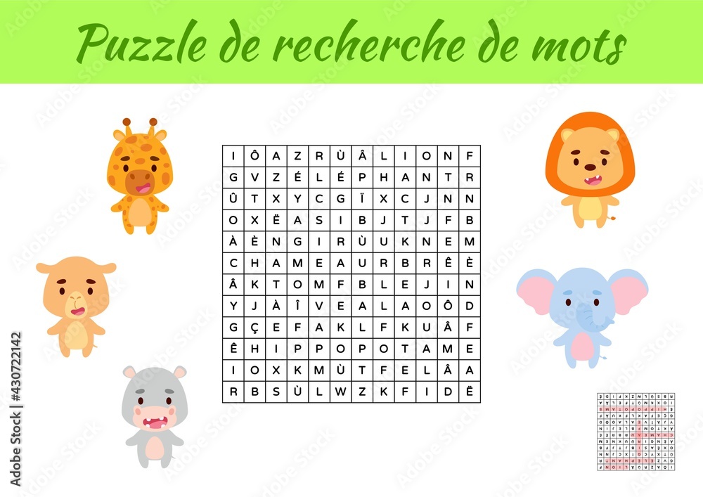 Puzzle de recherche de mots - Word search puzzle with pictures ...