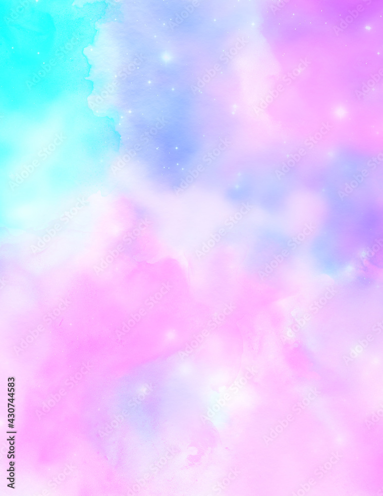 Unicorn Digital Paper, Pastel Rainbow Watercolor Sparkle, Printable ...