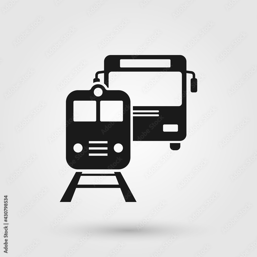 Image vectorielle Stock Public transport icon. Train and bus design ...