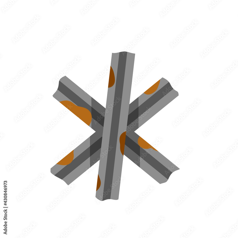 Anti-tank barricade. Czech hedgehog. Modern protective structure. Road ...