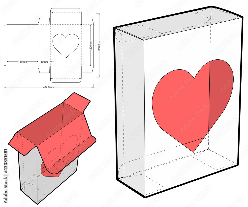 Simple Packaging Folding Box (Internal measurement 15x6x20cm) and Die ...
