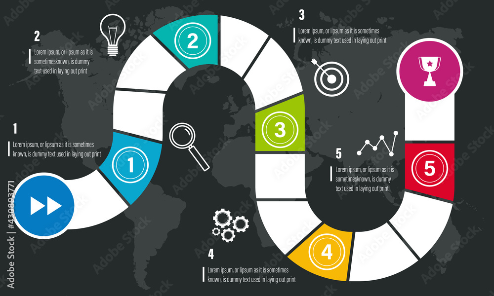 Project Timeline Infographics in board game design, company roadmap ...