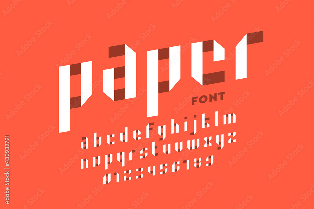 Paper craft style font design, alphabet letters and numbers Stock ...