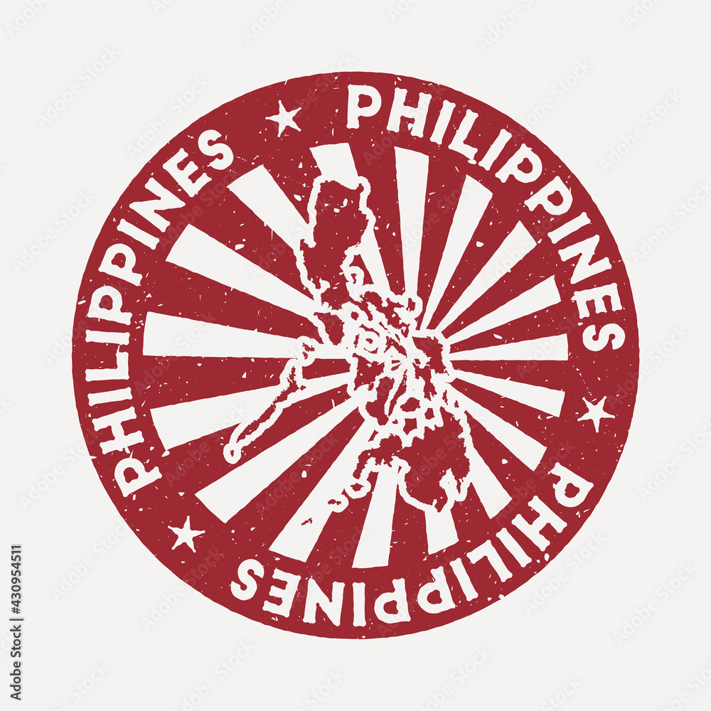Philippines stamp. Travel red rubber stamp with the map of the country ...