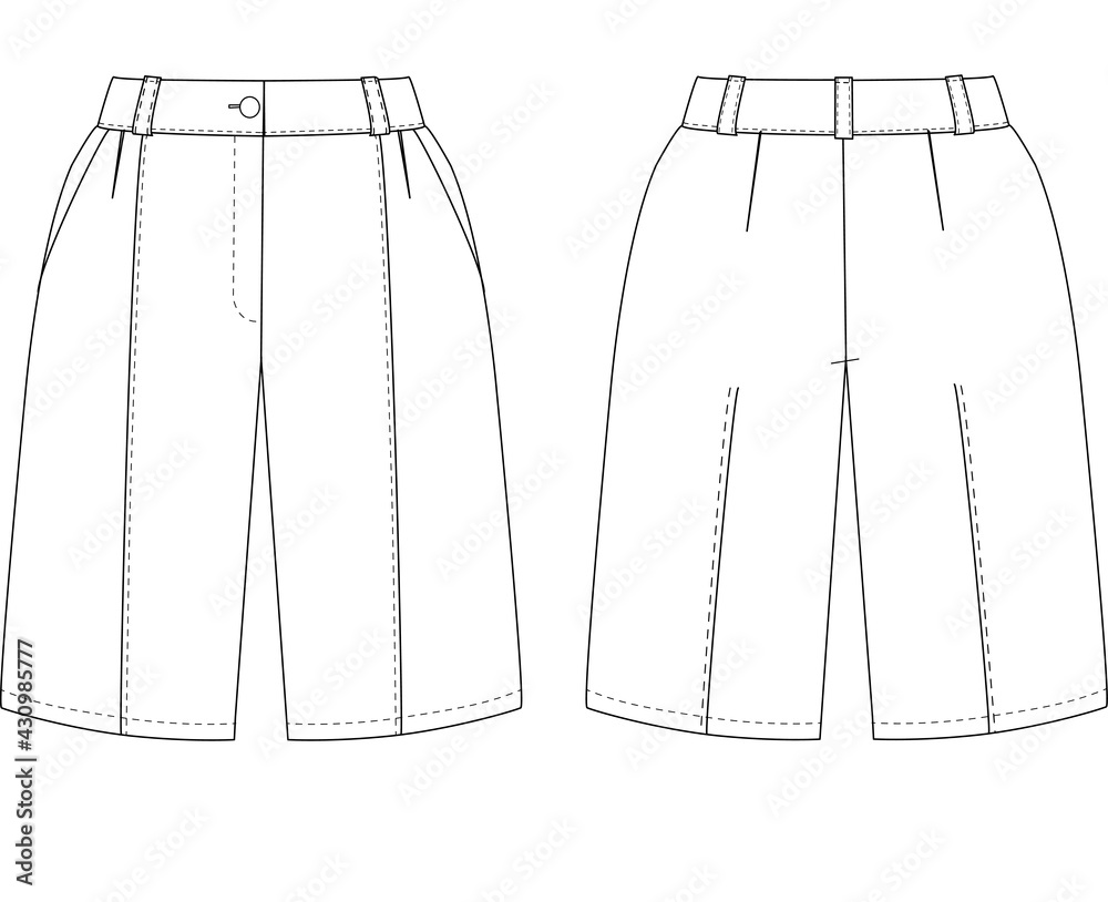 Female shorts vector illustration isolated, front and back view ...