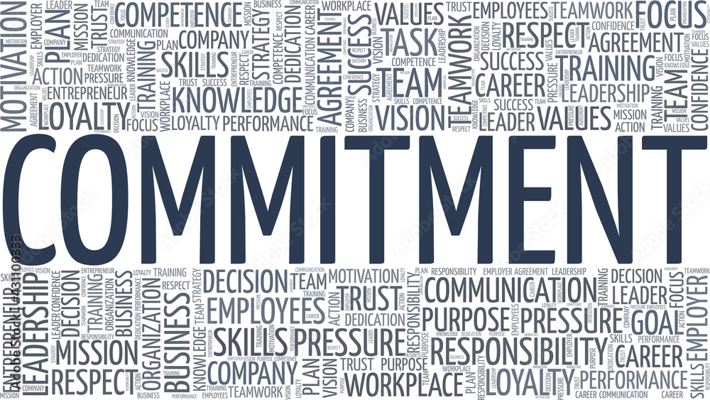Commitment vector illustration word cloud isolated on a white background. Stock Vector | Adobe Stock