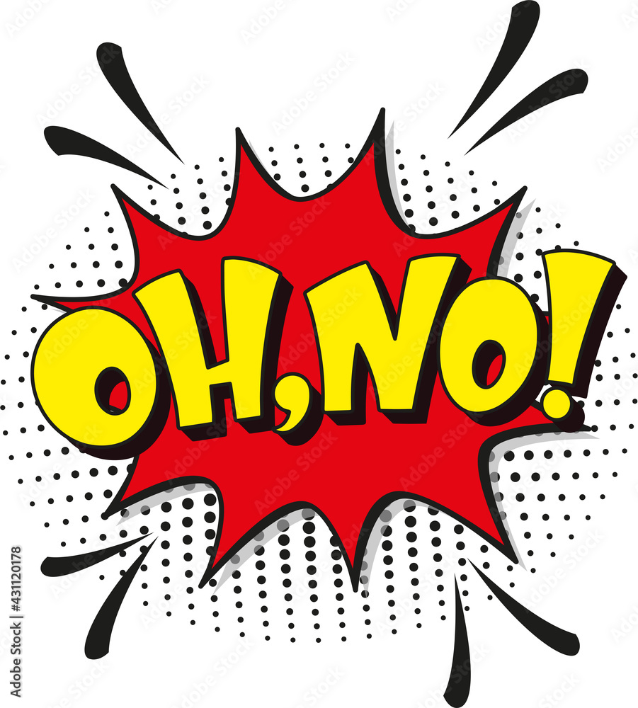 Comic lettering oh no. Vector bright cartoon illustration in retro pop ...
