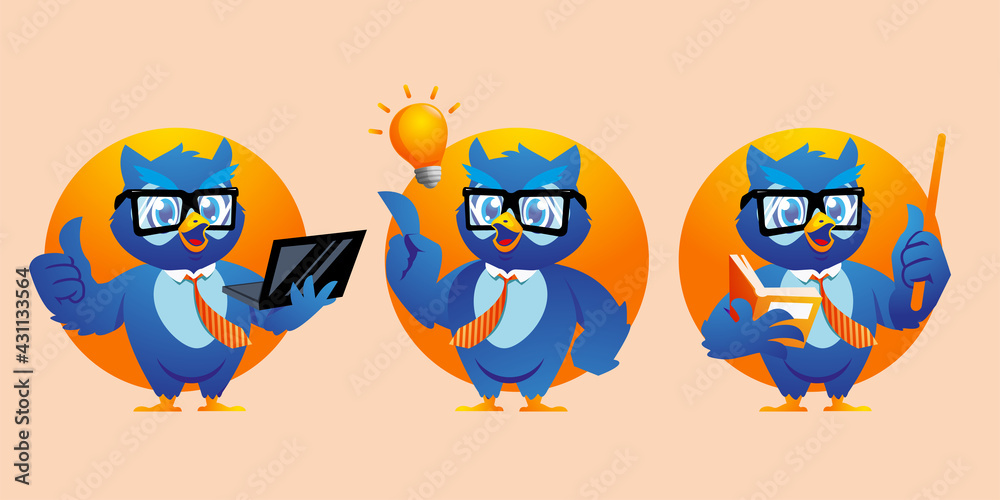 Cartoon smart owl using glasses mascot design Stock Vector | Adobe Stock