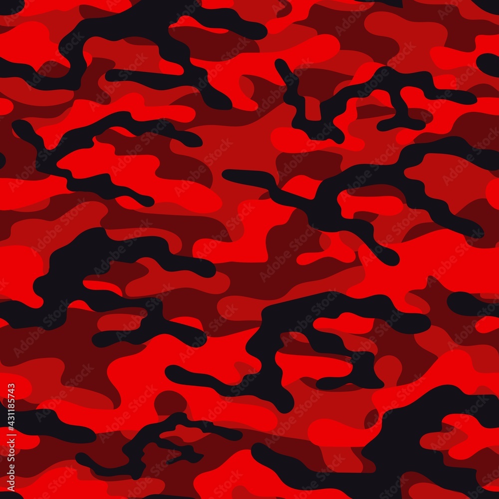red Camouflage seamless pattern. Trendy style camo, repeat print ...