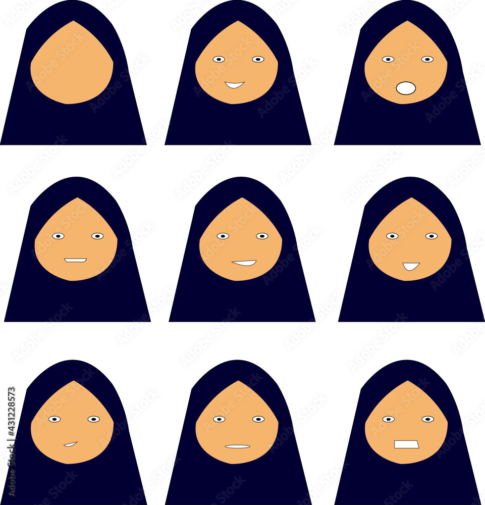 set cartoon illustration characters of Muslim children wearing hijab ...