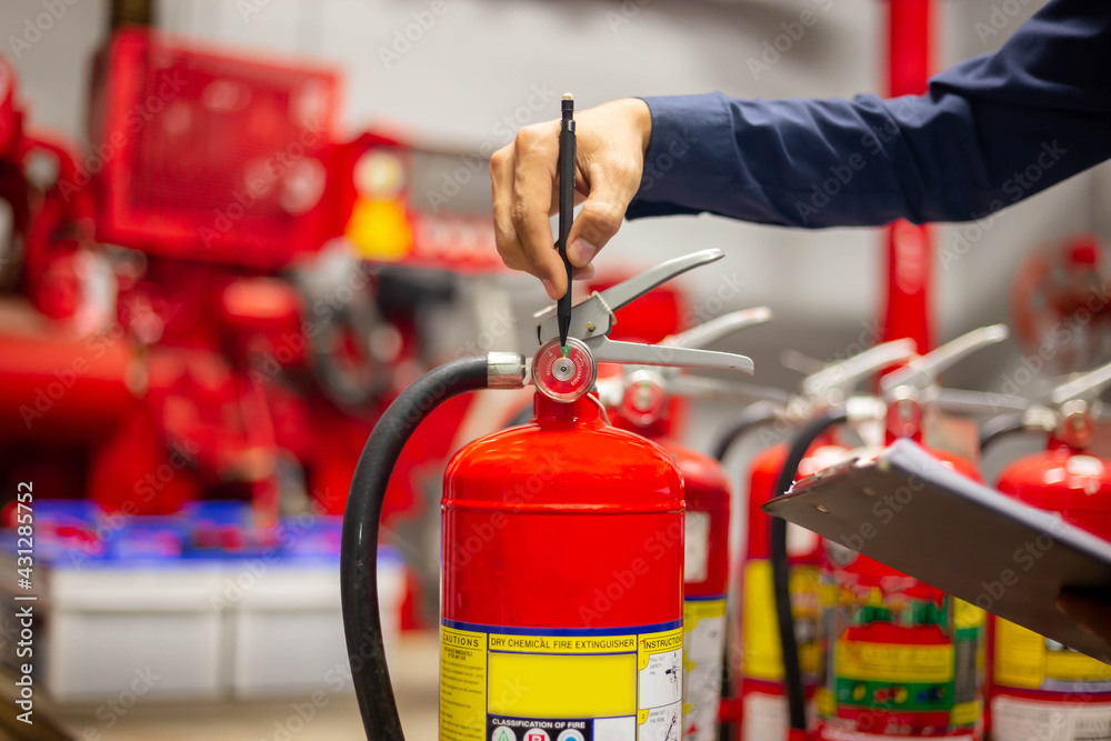 Engineer checking Industrial fire control system,Fire Alarm controller ...