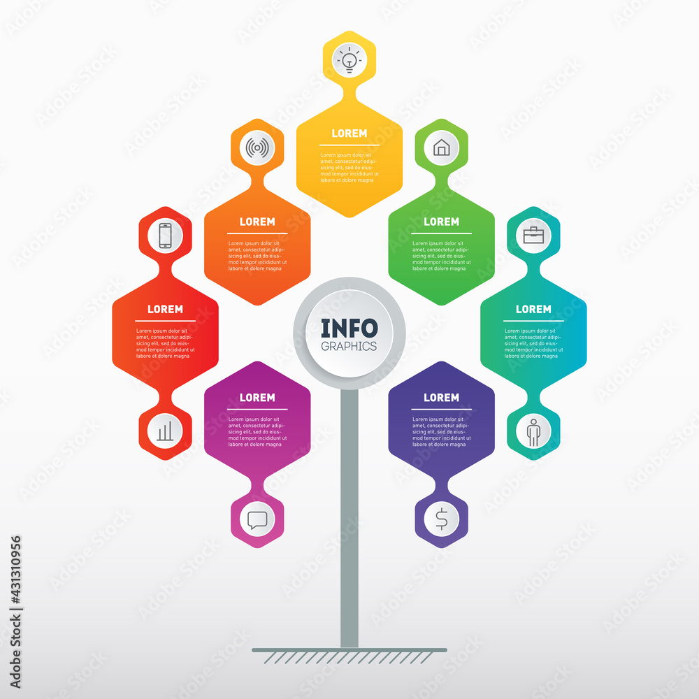 Template of development tree or diagram. Vector info graphic of ...