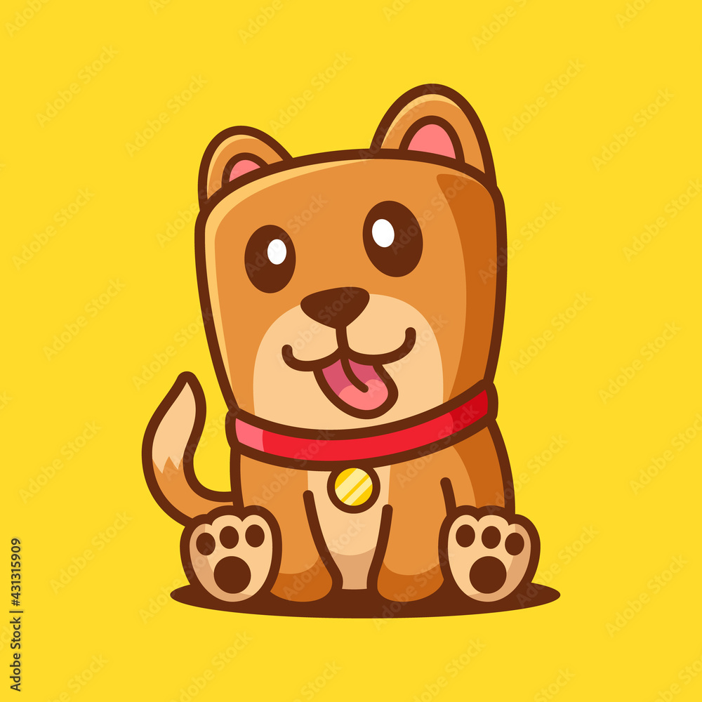 Cartoon Cute Dog Sit Down Stock Vector | Adobe Stock