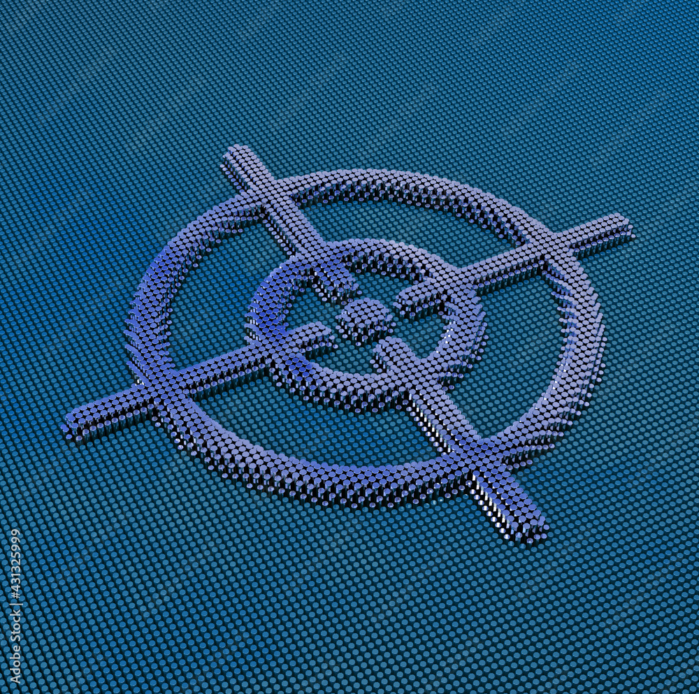 Pixel Art Target Sign. 3d Rendering Stock Illustration | Adobe Stock