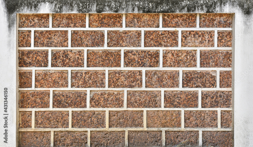 Old Walls made of laterite and cement in frame isolated on white ...
