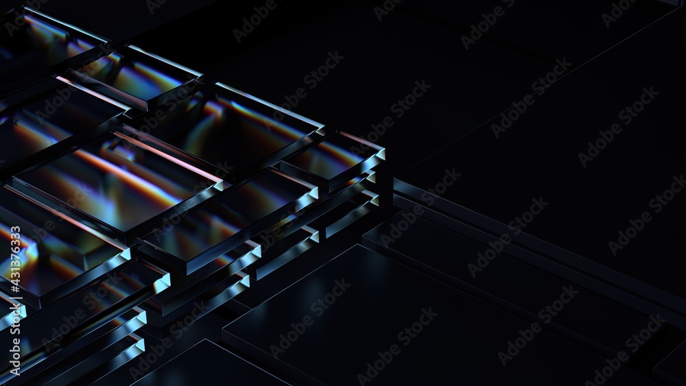 3d render of technology background with glass dispersion effect ...