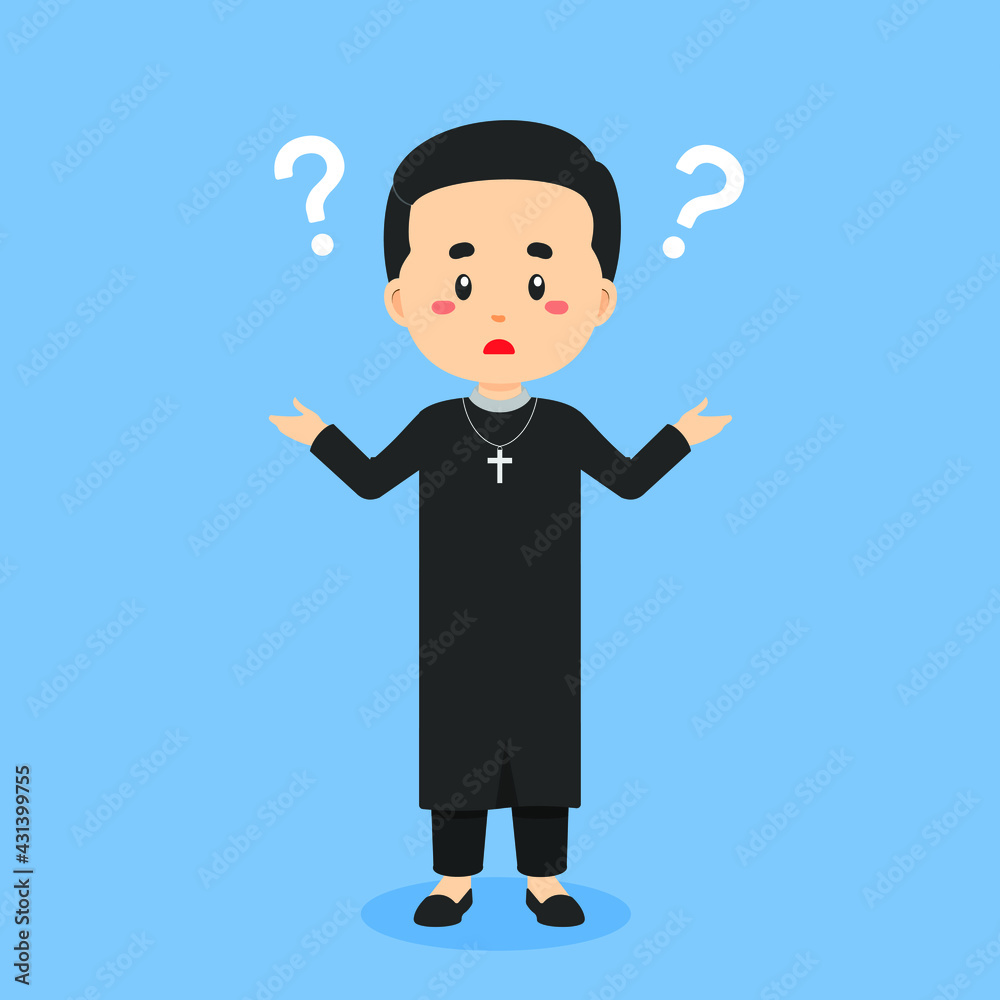 Catholic Priest Confused with Question Mark Stock Vector | Adobe Stock