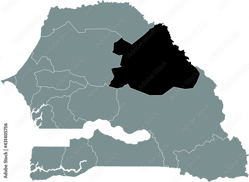 Black highlighted location map of the Senegalese Matam region inside ...