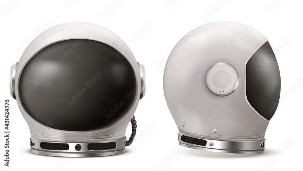 Vector de Stock Astronaut helmet with black glass in front and side ...