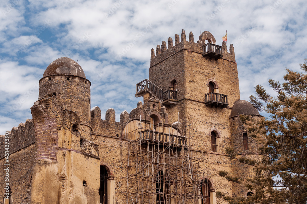 ruins of famous african castle Fasil Ghebbi, Royal fortress-city in ...