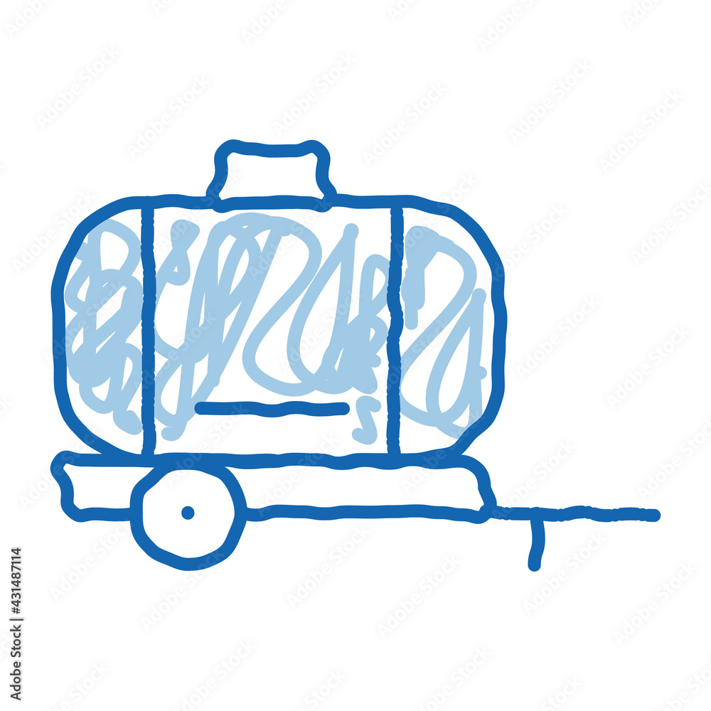 Uniaxial Trailer Vehicle doodle icon hand drawn illustration Stock ...