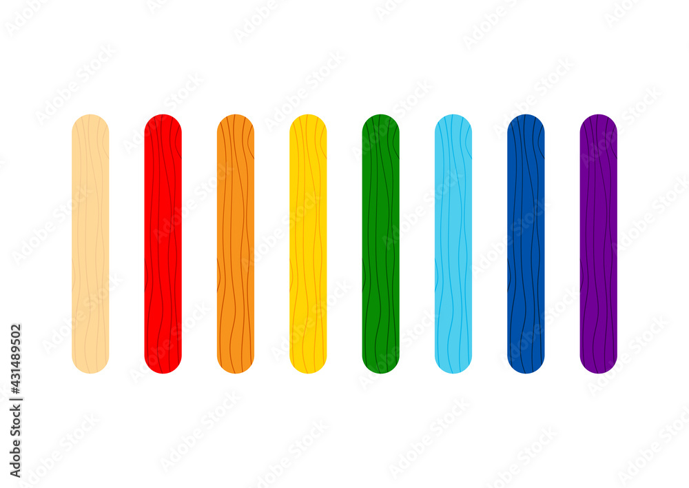 Color popsicle stick for game or ice cream set. Stick for kids activity ...