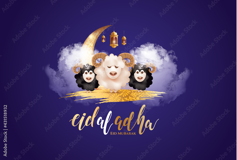 Vector de Stock Eid al-Adha vector illustration. Muslim holiday Eid al ...