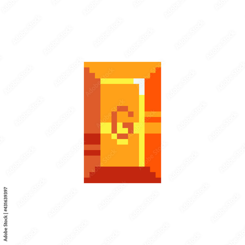 Gold bar icon. Pixel art style. Old school computer graphic design. 8-bit. Isolated vector ...
