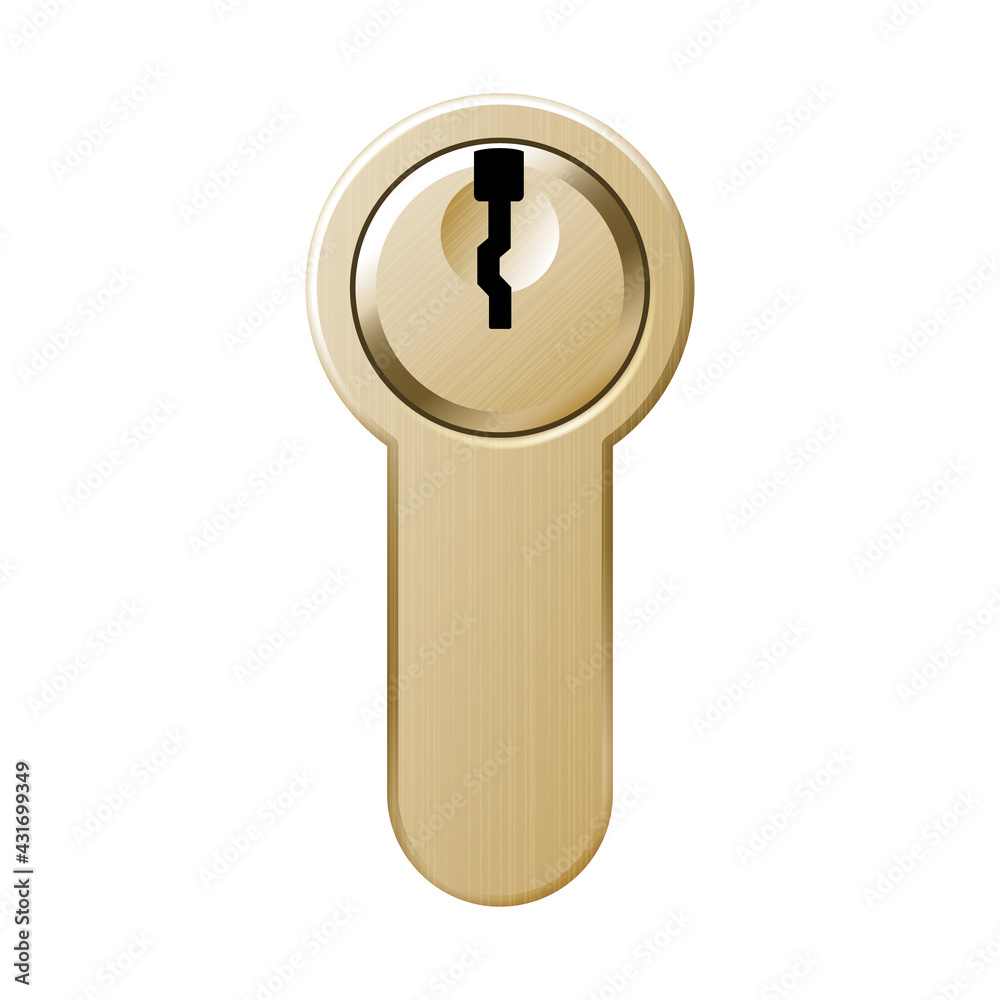Keyhole icon. Realistic golden locker or padlock key hole for ...