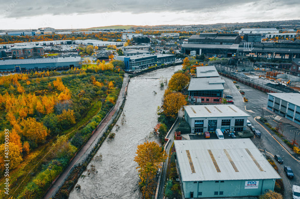 Sheffield, UK - 8th November 2019: Aerial images of damage caused by ...