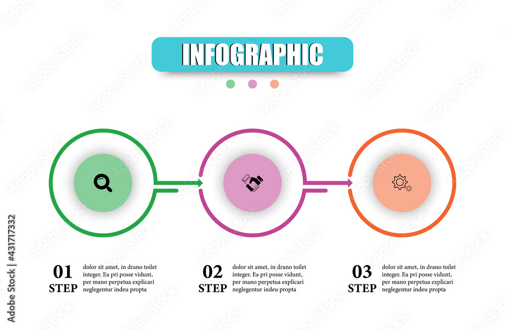 Infographic vector template design with arrows and circle for presents ...