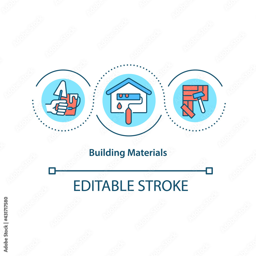 Building materials concept icon. Construction site pollutiong nature ...