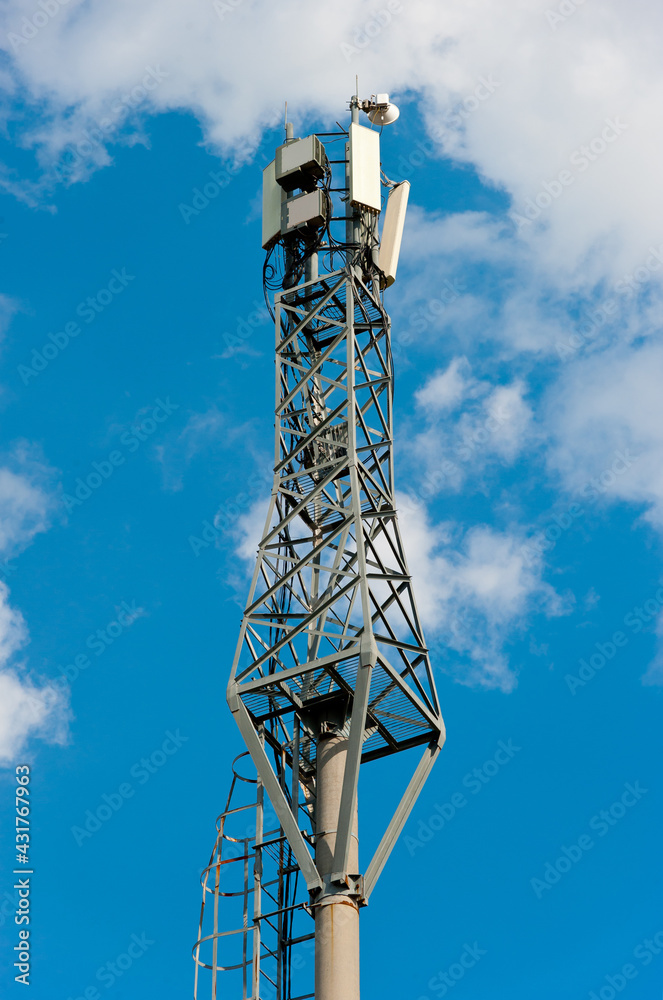 Tower with antennas for cellular and Internet communications. Stock Photo | Adobe Stock