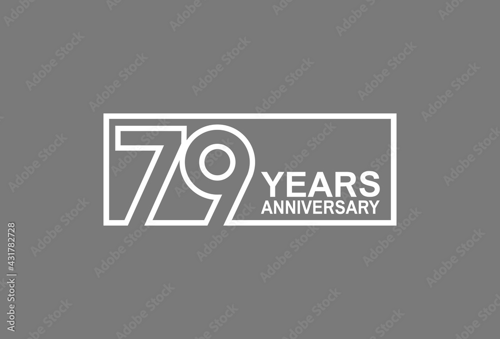 79 years anniversary logotype with white color outline in square ...